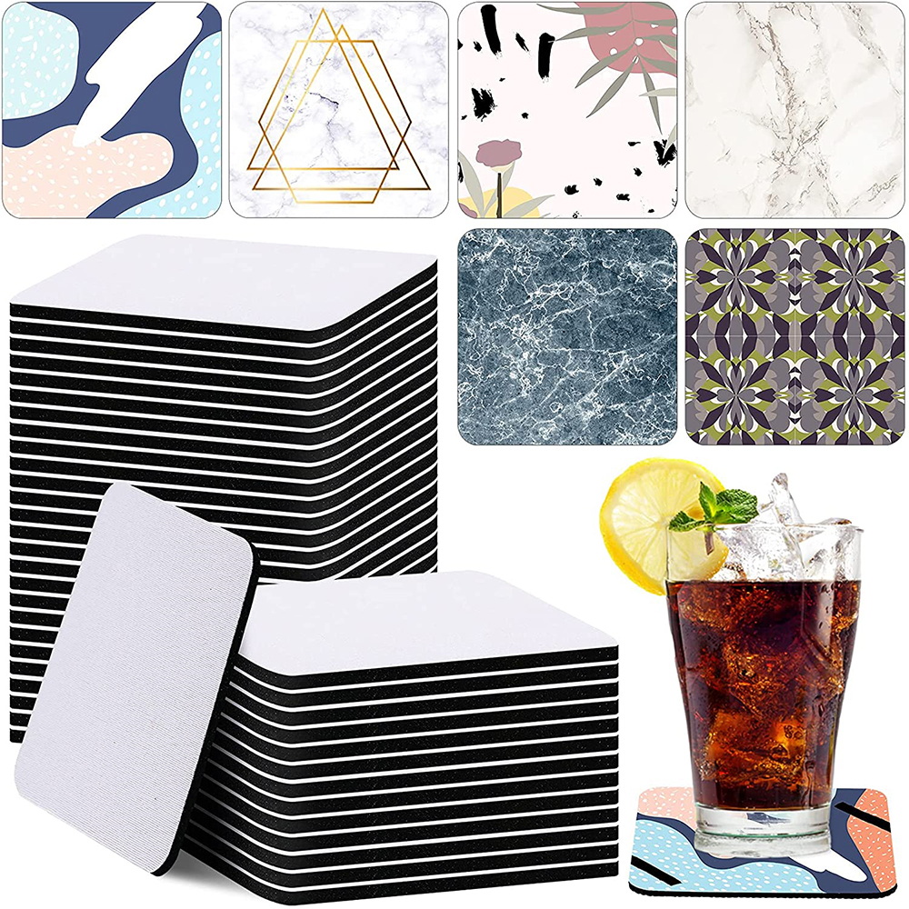 Wholesale Square Sublimation Coaster Sublimation Blank Cup Mat Blank Rubber Coasters Heat ...